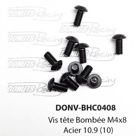 Button Head Screws M4x8 Steel 10.9 (10) (DONV-BHC0408) - Donuts Racing